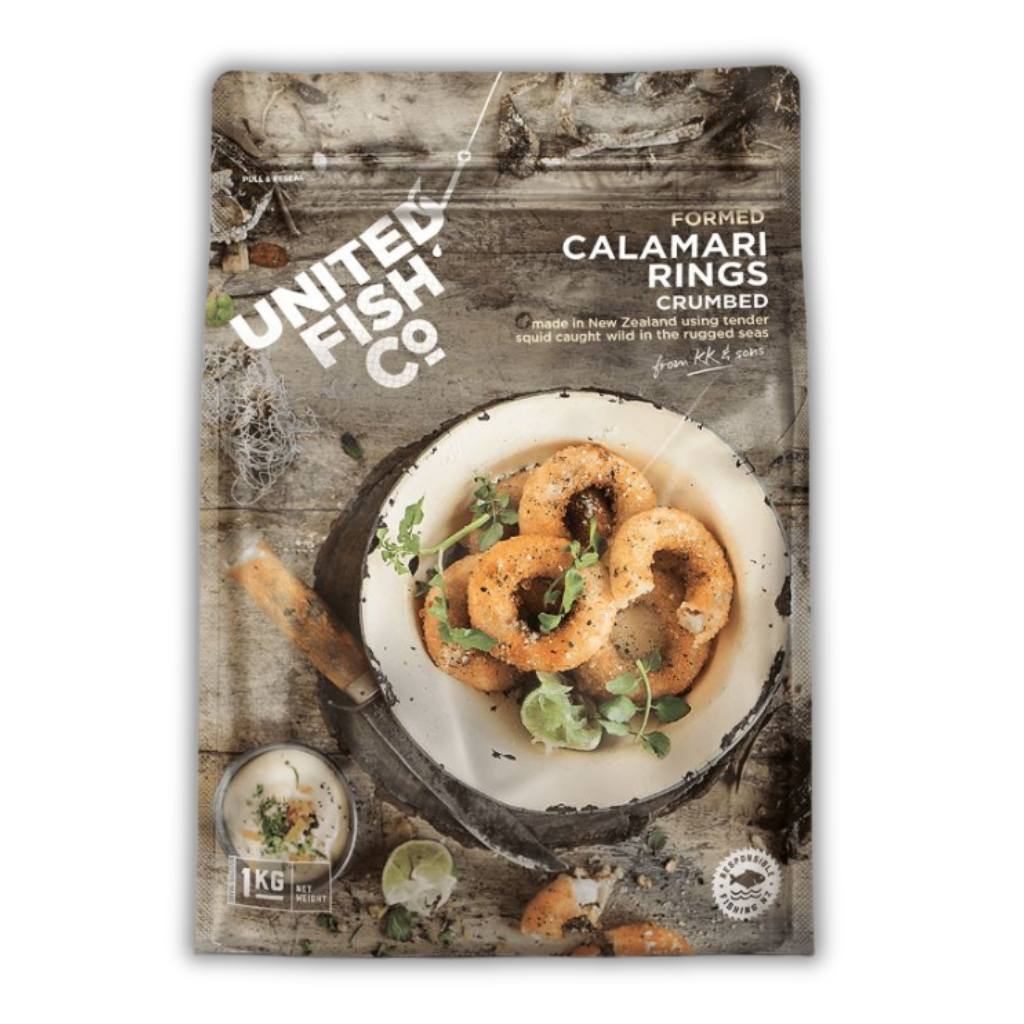 United Fisheries Crumbed Calamari Rings 1kg - Premium NZ Squid Rings C
